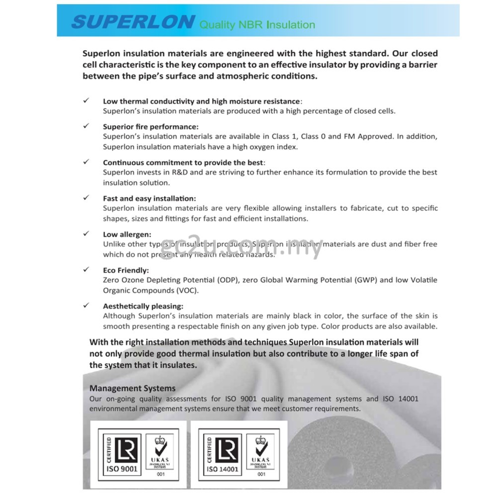 INSULATION 1 1/8" X 1/2" ( SUPERLON ) HD