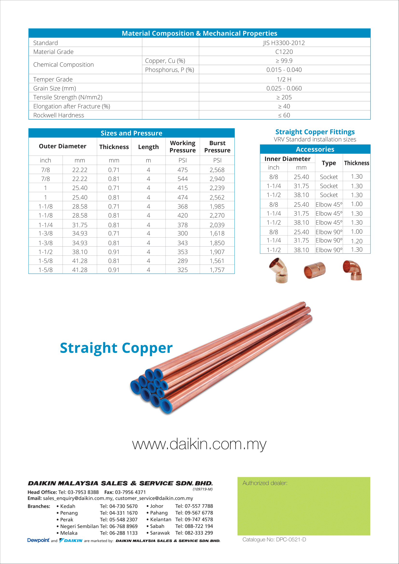 COPPER TUBE 1/4" DEWPOINT